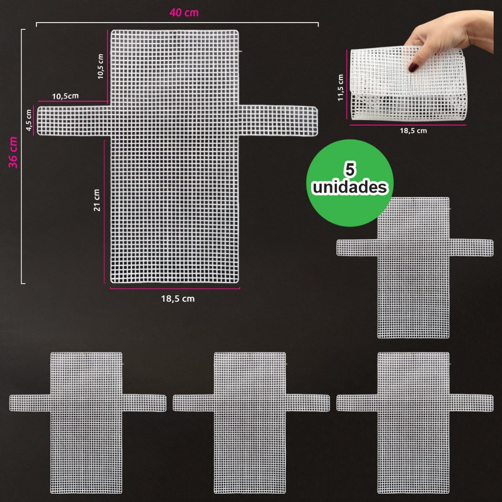 Malha chenille para bolsa 40x36cm BXWG01 5 unidades (Tela plástica) | Shopee Brasil