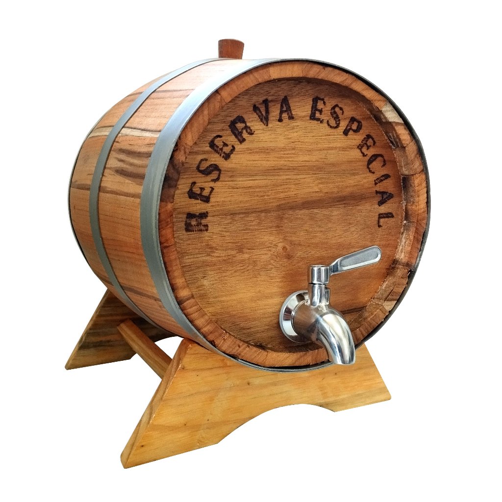 Barril Tonel Carvalho Nacional 5 Litros Torneira Inox Cachaça Pinga ...