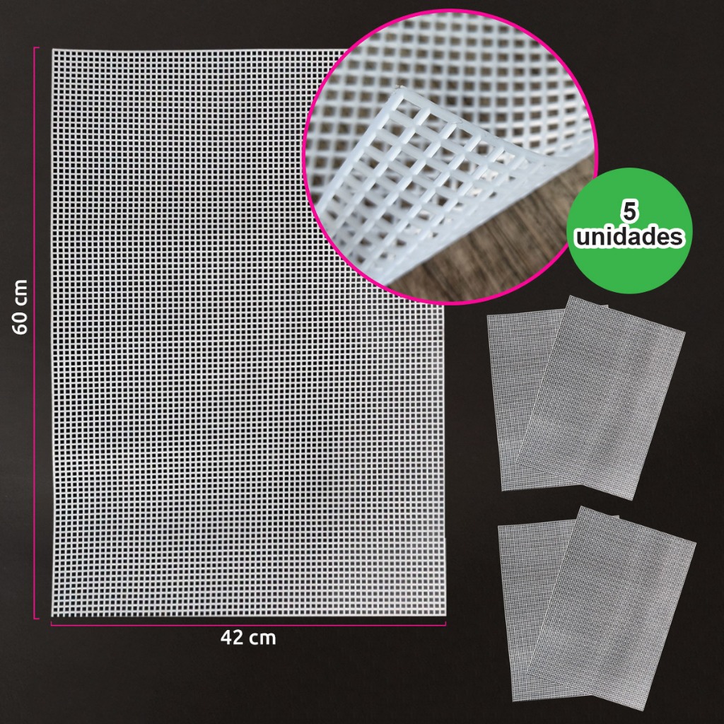 Malha chenille para bolsa 42x60cm retangular com 5 unidades (Tela plástica) | Shopee Brasil