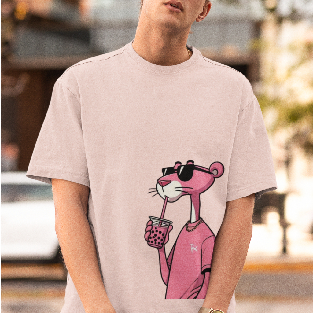 Oversized Pantera Rosa Tumblr Premium 100% Algodão Camiseta Streetwear ...