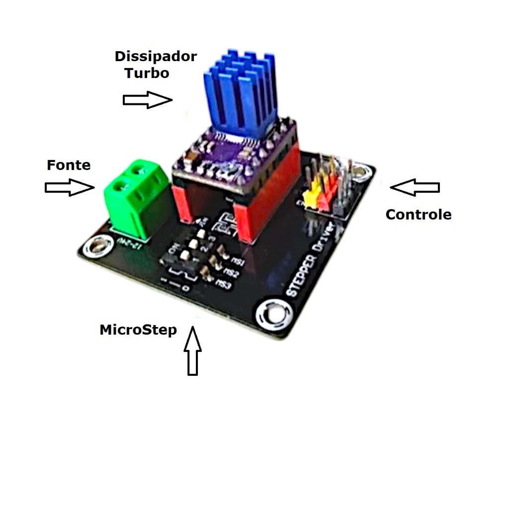 Kit Driver TMC / 8825 / 4988 + Dissipador Turbo + Case CNC Compativel ...