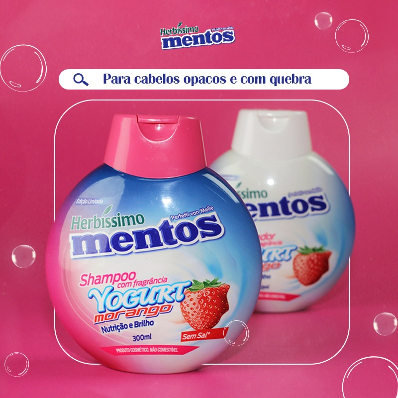 Kit 2 itens - Herbíssimo Mentos Shampoo e Condicionador Yogurt Morango ...