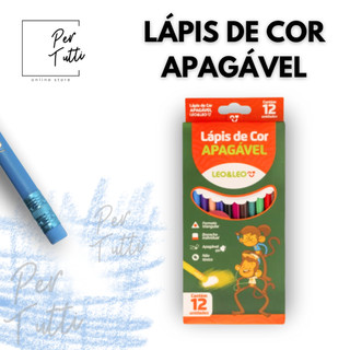 Lapis De Cor 12 Cores Apagável Leo Leo Lápis de Cor Com Borracha ...