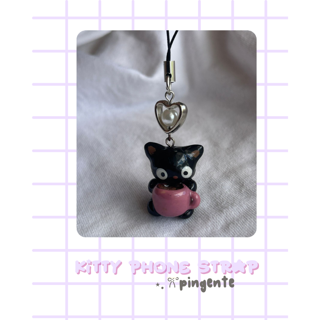 phone strap - pingente de gatinho - chococat - phone charm - chaveiro ...