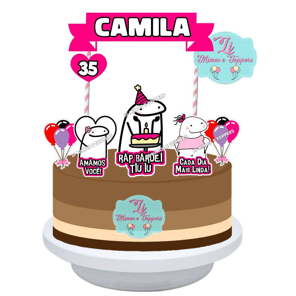 Topper Topo de Bolo Flork Feminino Rap Bardei Tiu Iu Personalizado ...