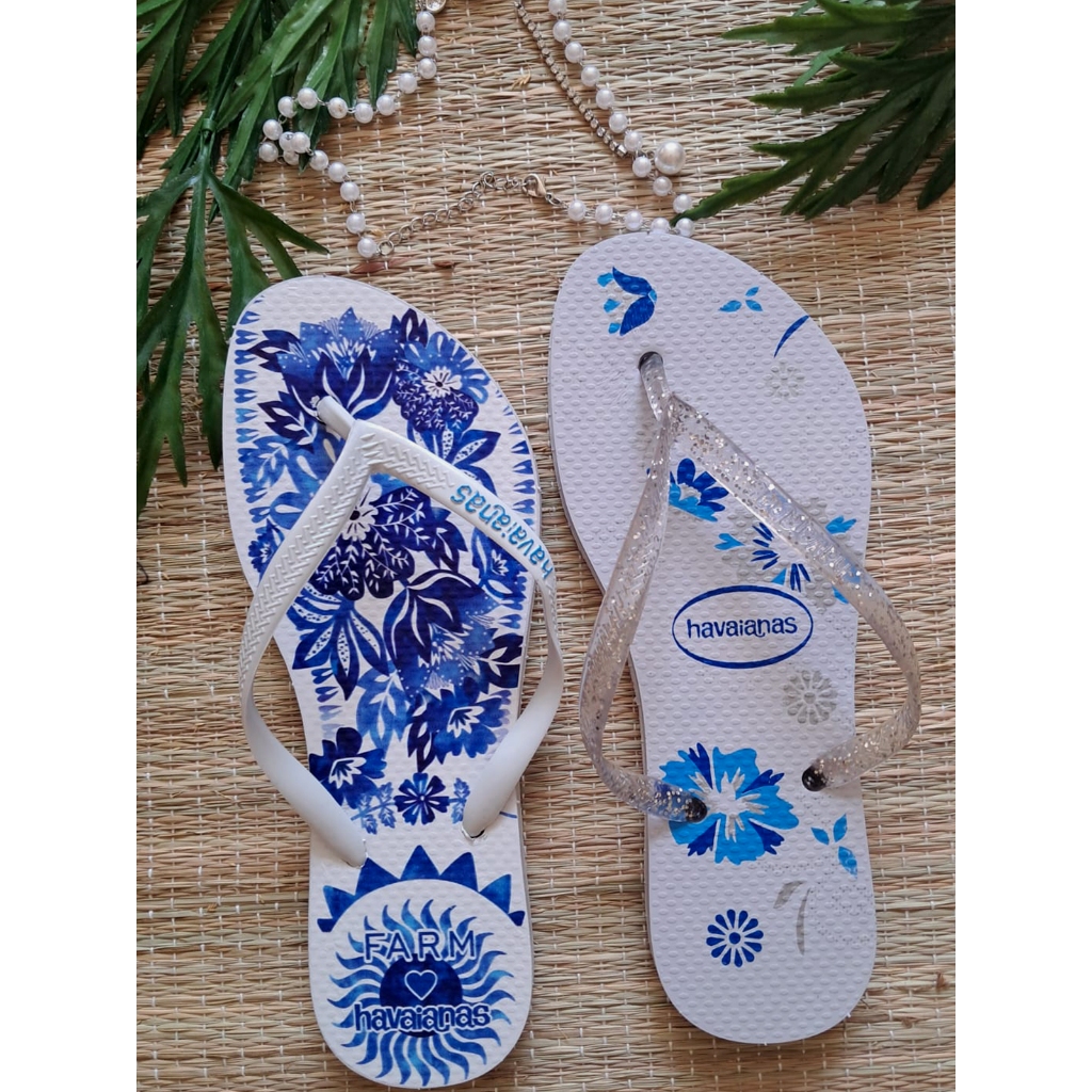 Chinelo feminino kit FARM + AZUL FLORIDO | Shopee Brasil