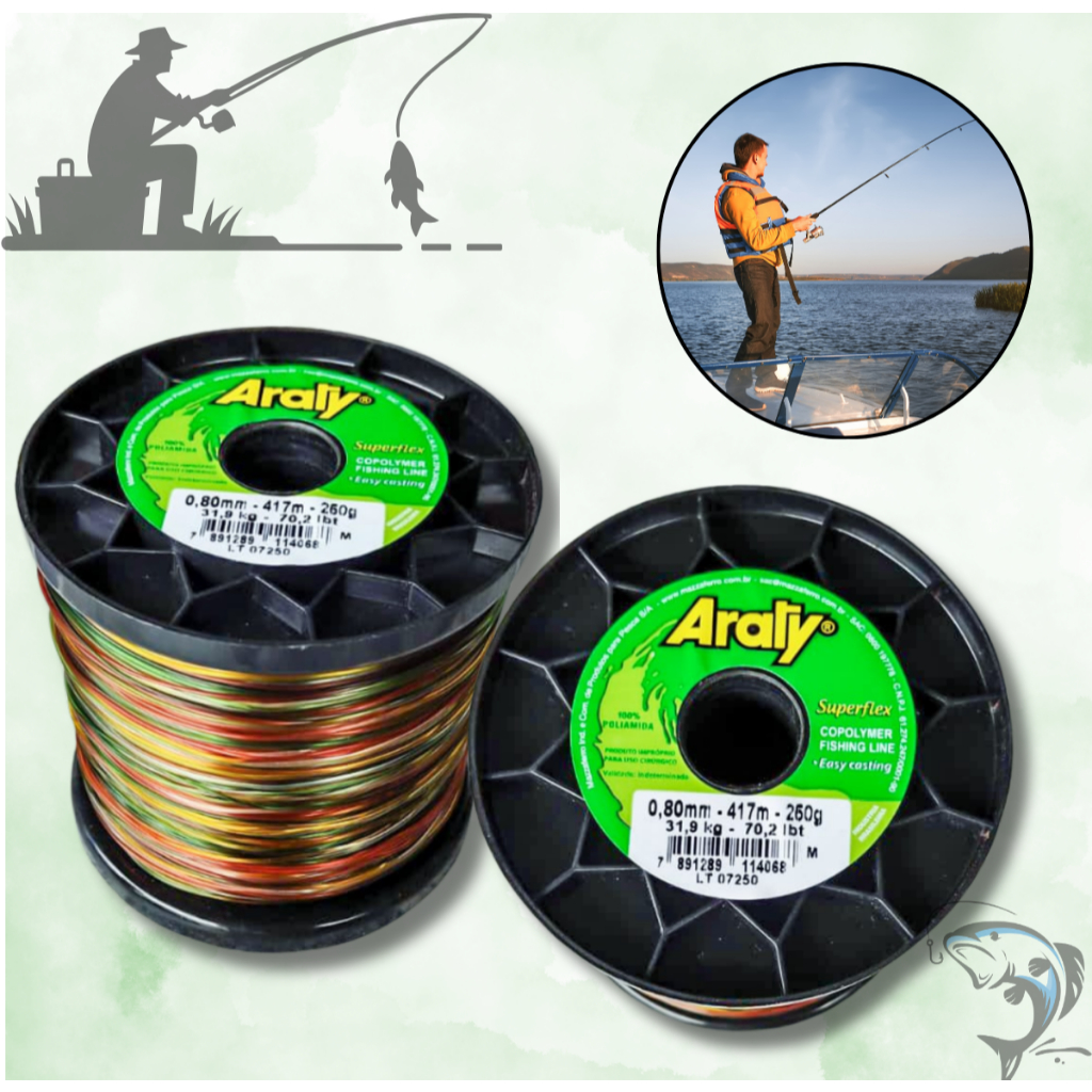 Linha Pesca Araty 0,80mm - 417m 250 gramas Superflex Premium | Shopee ...