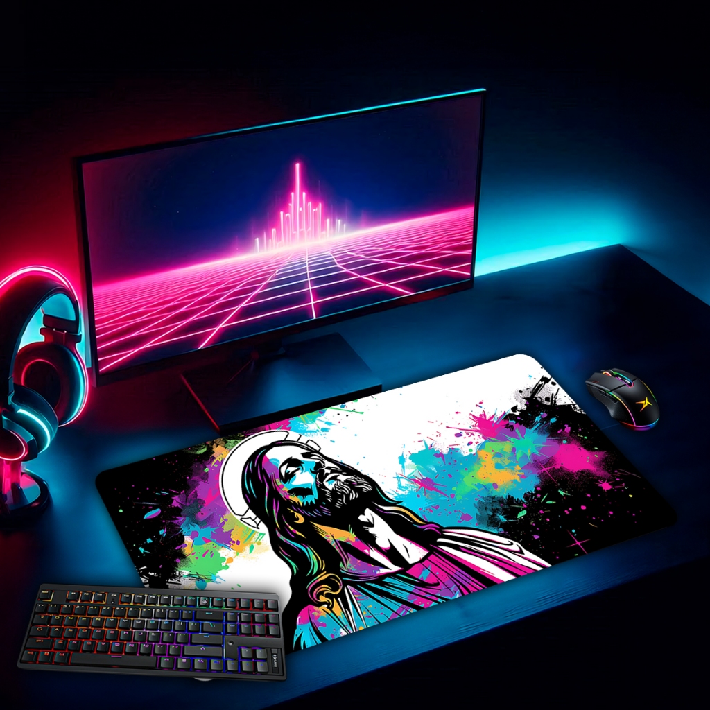 Mouse Pad Gamer Jesus Antiderrapante Grande 70x35 80x35 90x40 90x50 cm ...