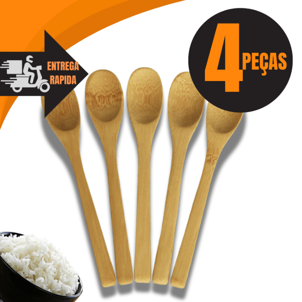 Kit 5 - Colher De Bambu 30cm Madeira Bamboo Pau Para Cozinha Multiuso ...