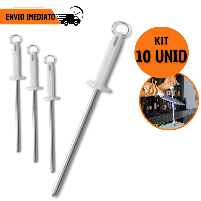 Kit 10 Chaira 10" Amolador Afiador de Faca Grande Estriada Profissional ...