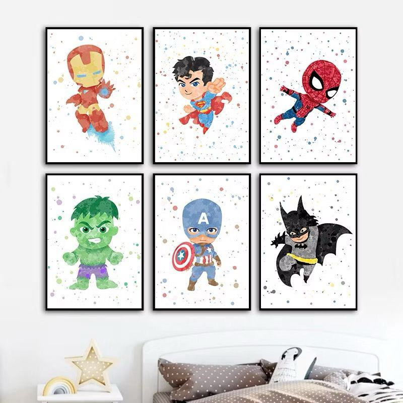 Quadro decorativo super heróis marvel menino enxoval elegante | Shopee ...