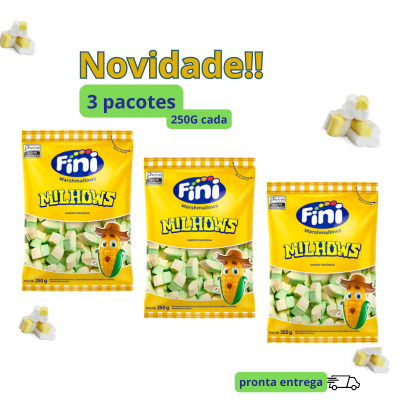 Kit 3 pacotes marshmallow milhows 200G- Fini festa aniversário milho ...