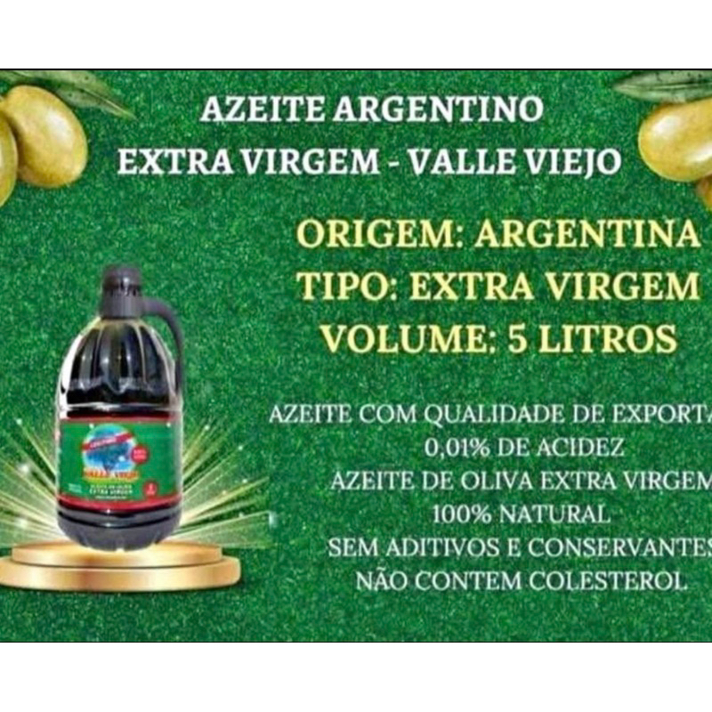 Azeite Argentino Extra Virgem 5 litros | Shopee Brasil