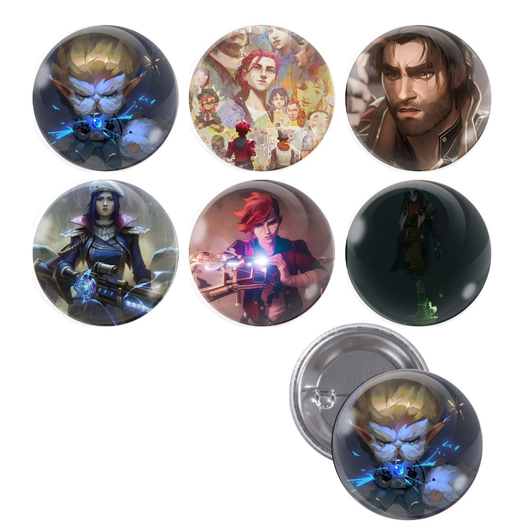 Cartela De Buttons Pins Broche Arcane Com 6 Unidades Série League Of ...