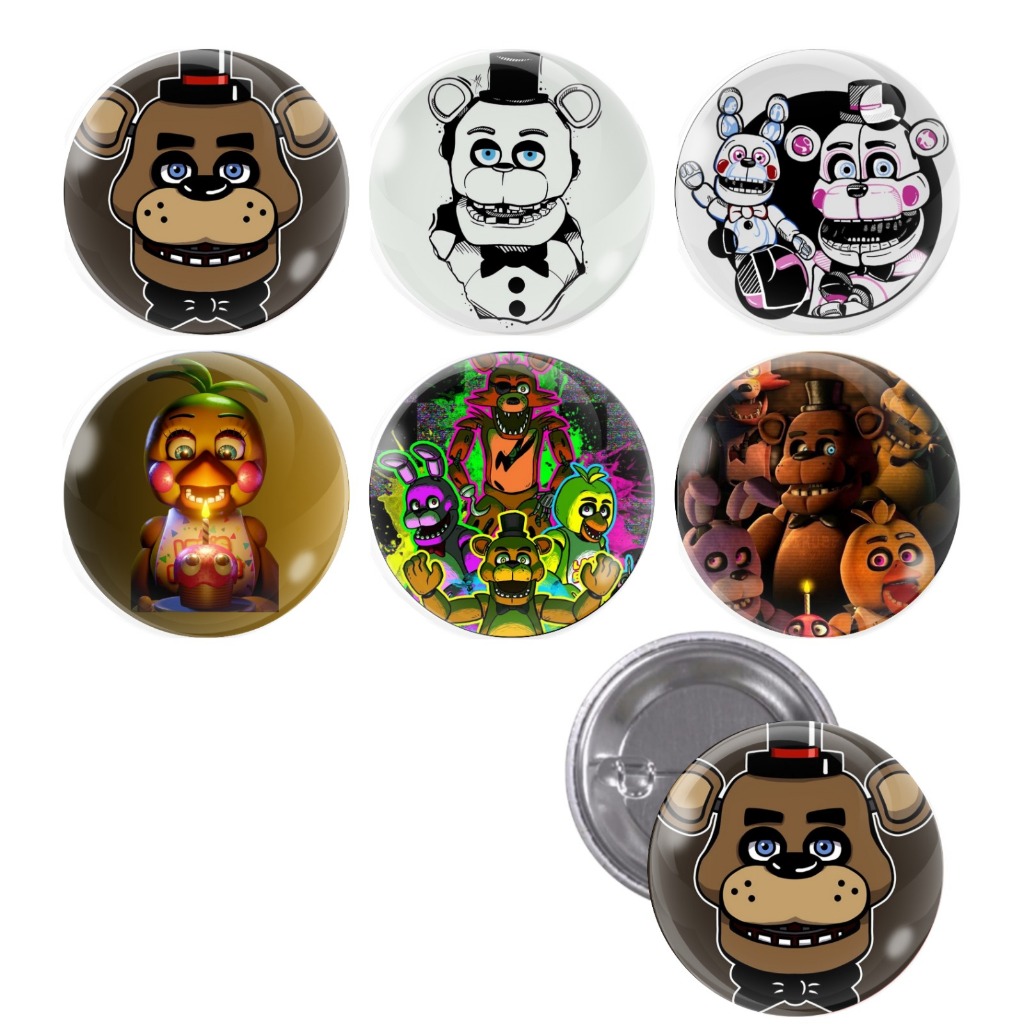 Cartela De Buttons Pins Broche Five Night At Freddy Com 6 Unidades FNAF ...