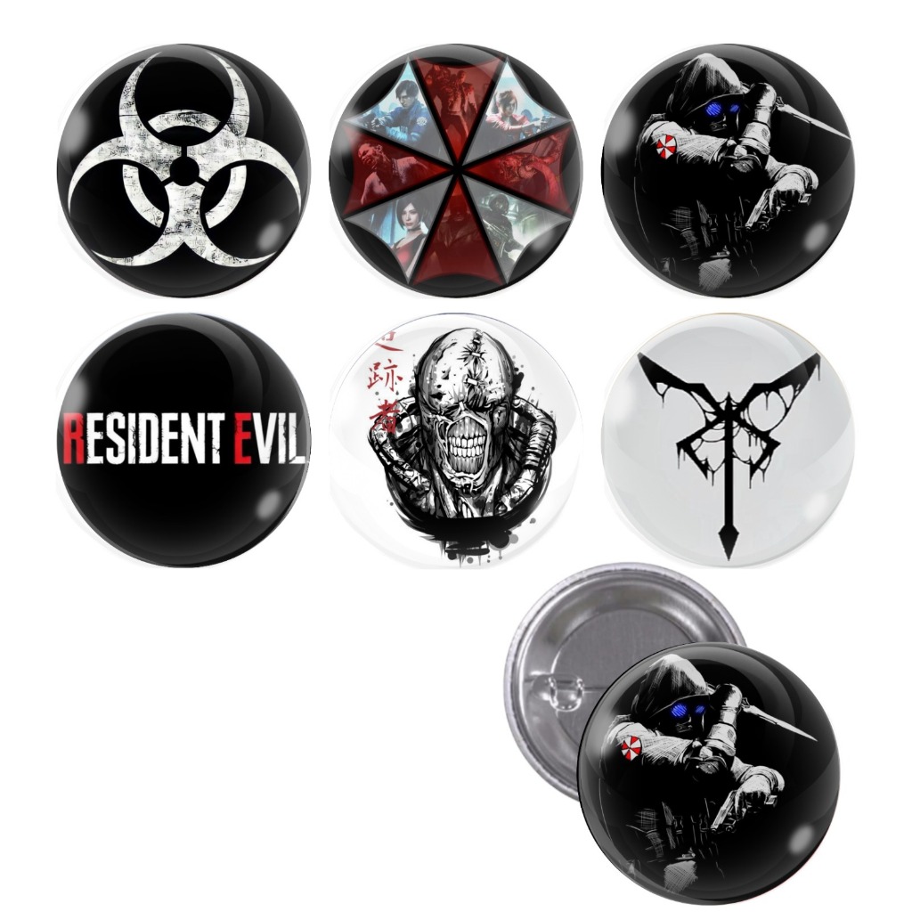 Cartela De Buttons Pins Broche Resident Evil Umbrella Ada Com 6 Unidades Jogo / Gamer / Nerd ...