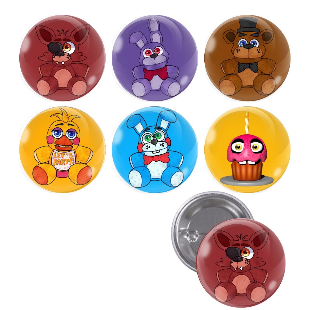 Cartela De Buttons Pins Broche FNAF Com 6 Unidades Five Night At Freddy ...