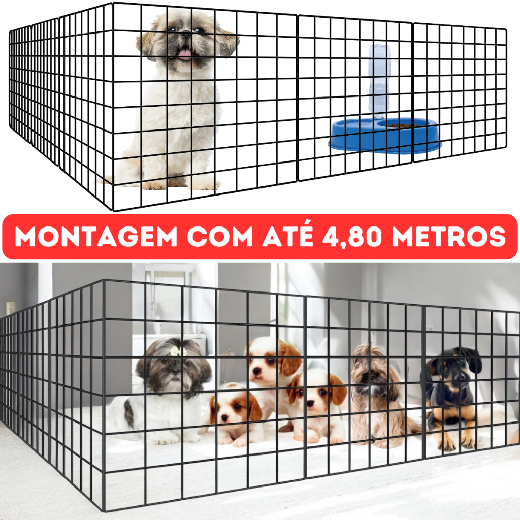 Cercado Pet Cercadinho Para Cachorro Cerca Tela Módulos 40x40Cm Com ...
