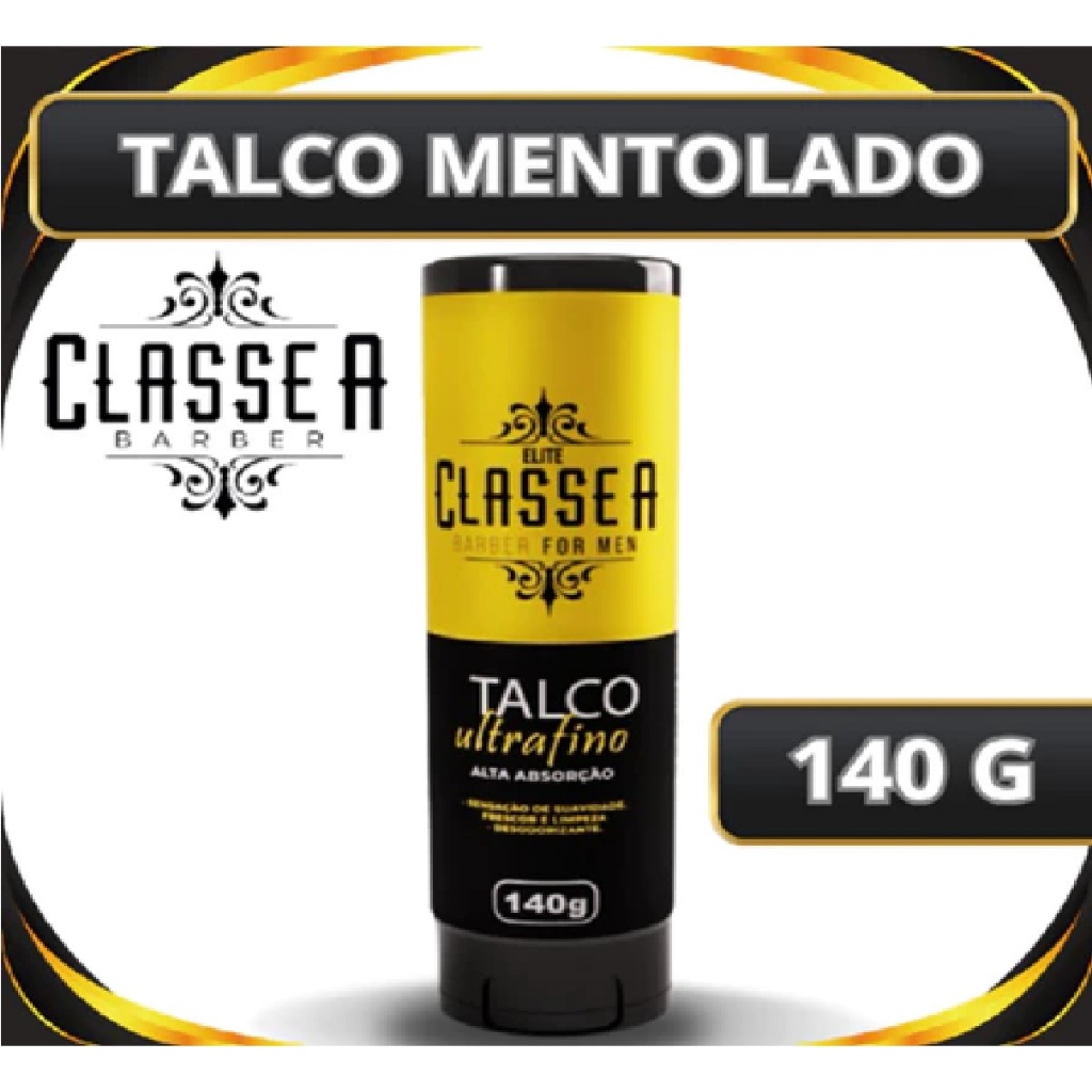 TALCO ULTRAFINO MENTOLADO CLASSE A BARBER 140G 1un | Shopee Brasil