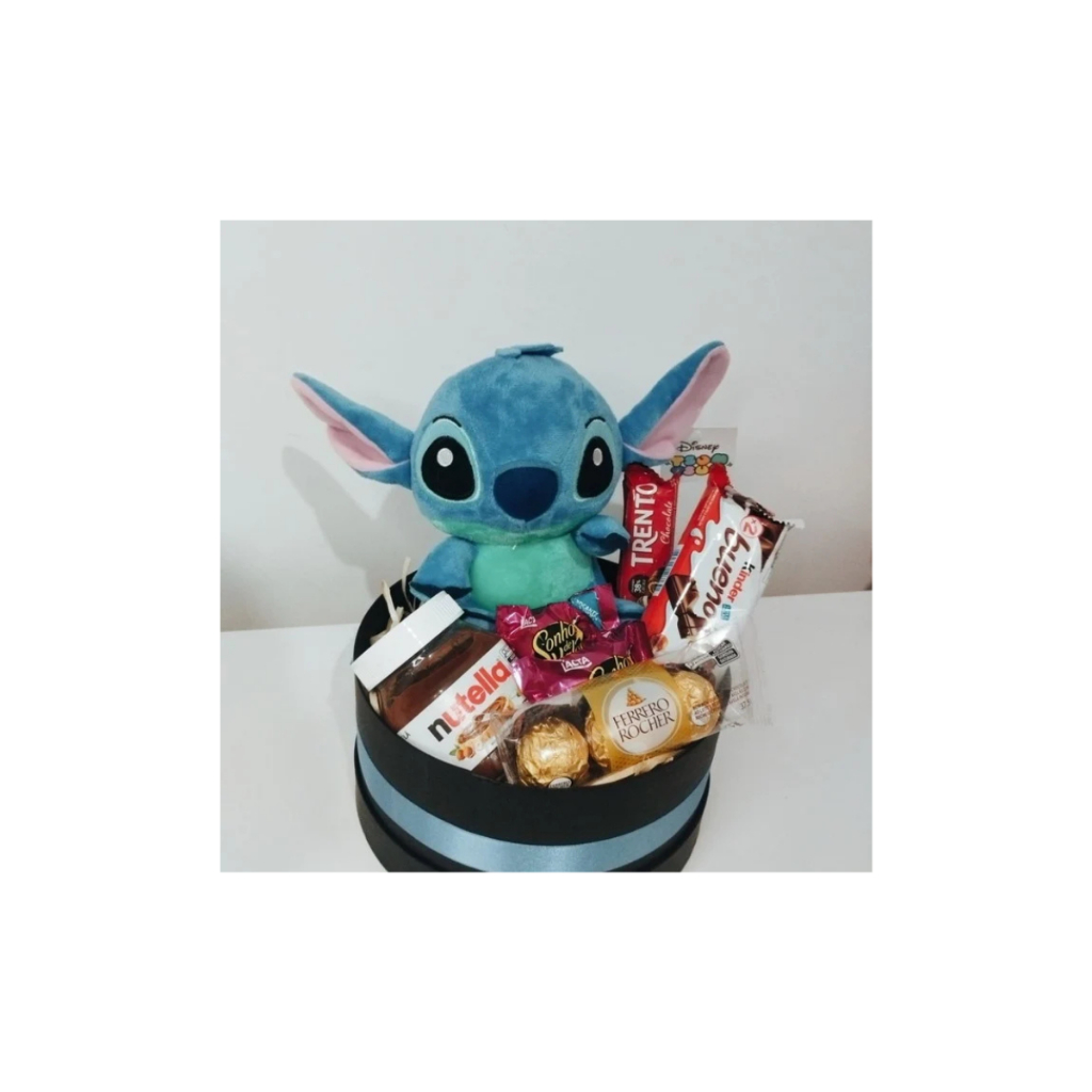 CESTA STITCH/PRESENTES/CHOCOLATES/NUTELLA/DIA DOS NAMORADOS/CRIANÇAS ...