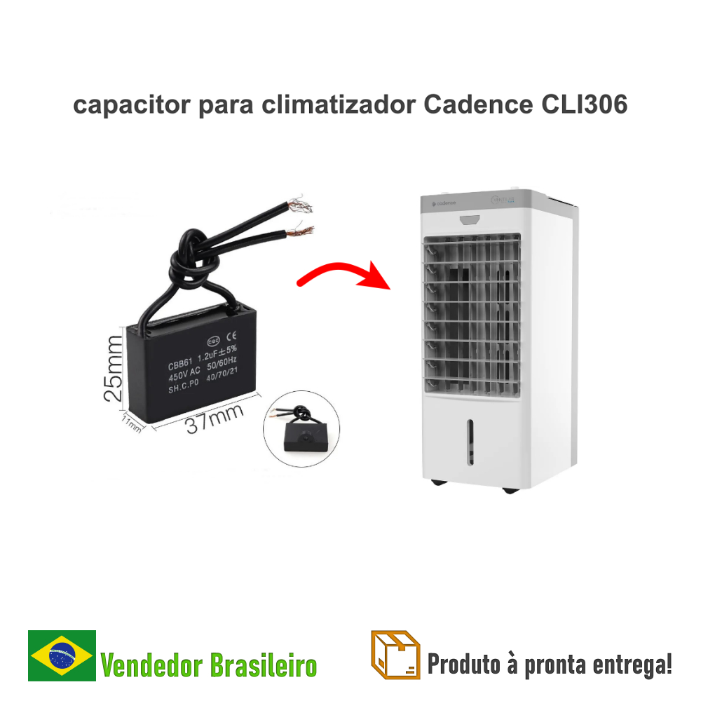 Capacitor Para Climatizador Cadence CLI306 / 1.2uF x 450V Capacitor ...