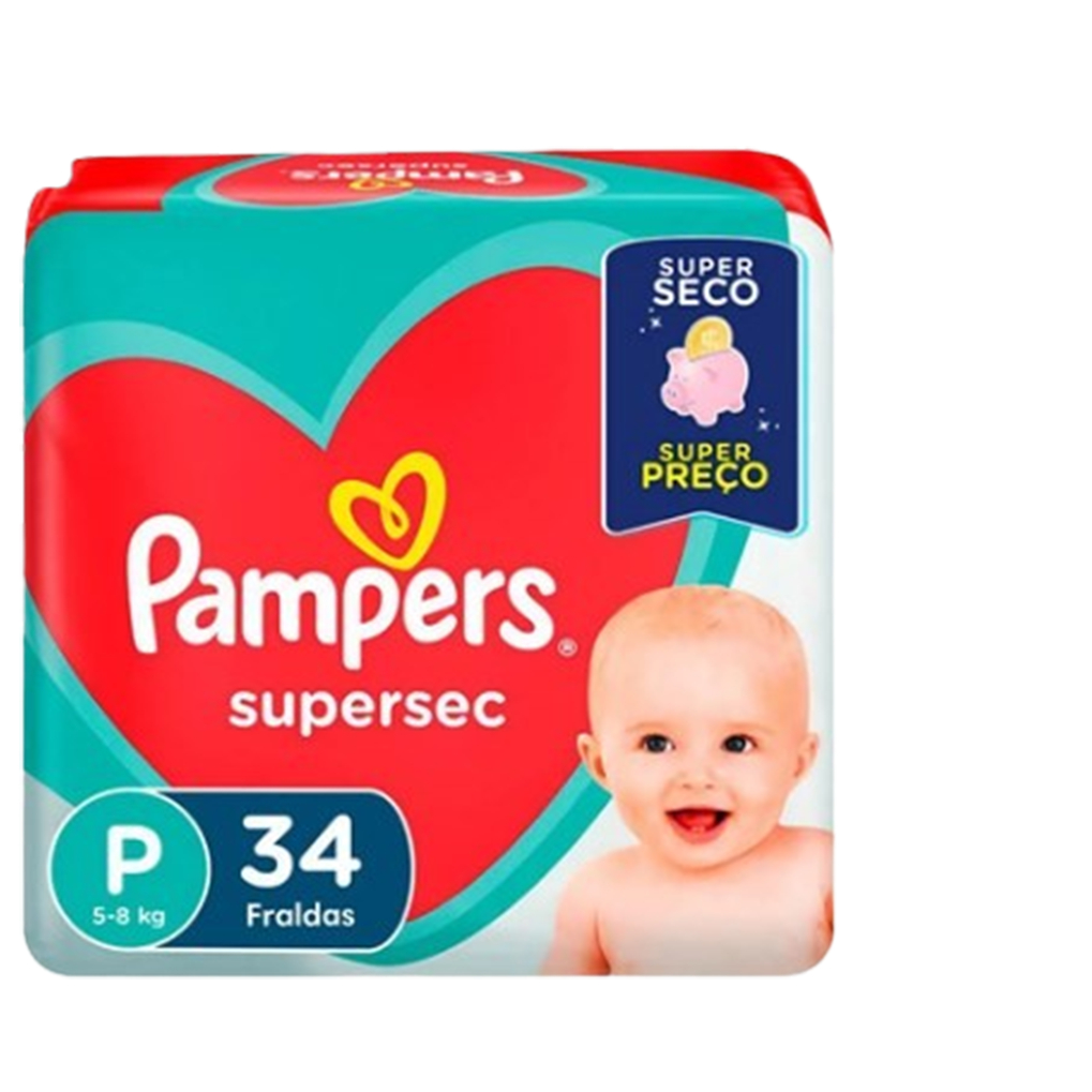 Fraldas Pampers Supersec P 34 Unidades | Shopee Brasil