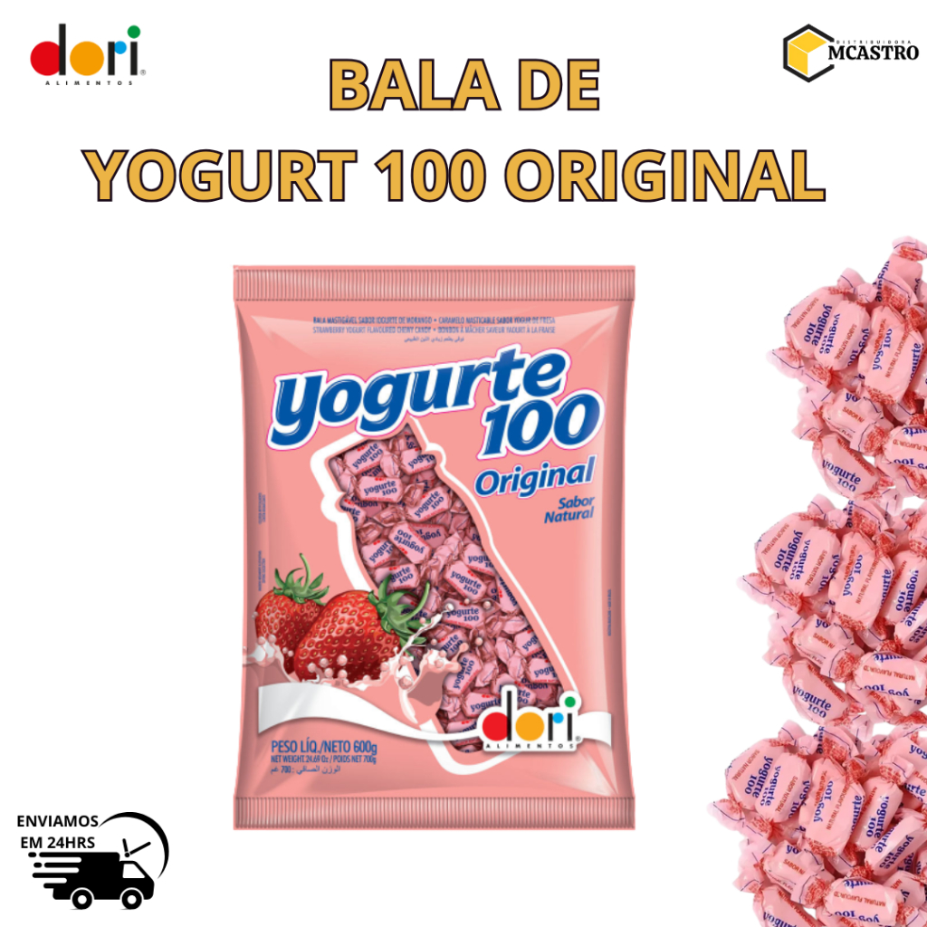 Bala Yogurte 100 Original Iogurte De Morango Sem Glúten 400g - Dori ...