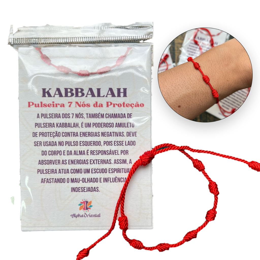 Kit Pulseira Vermelha 7 Nós Kabbalah Contra Mal Olhado Inveja Adulto ...