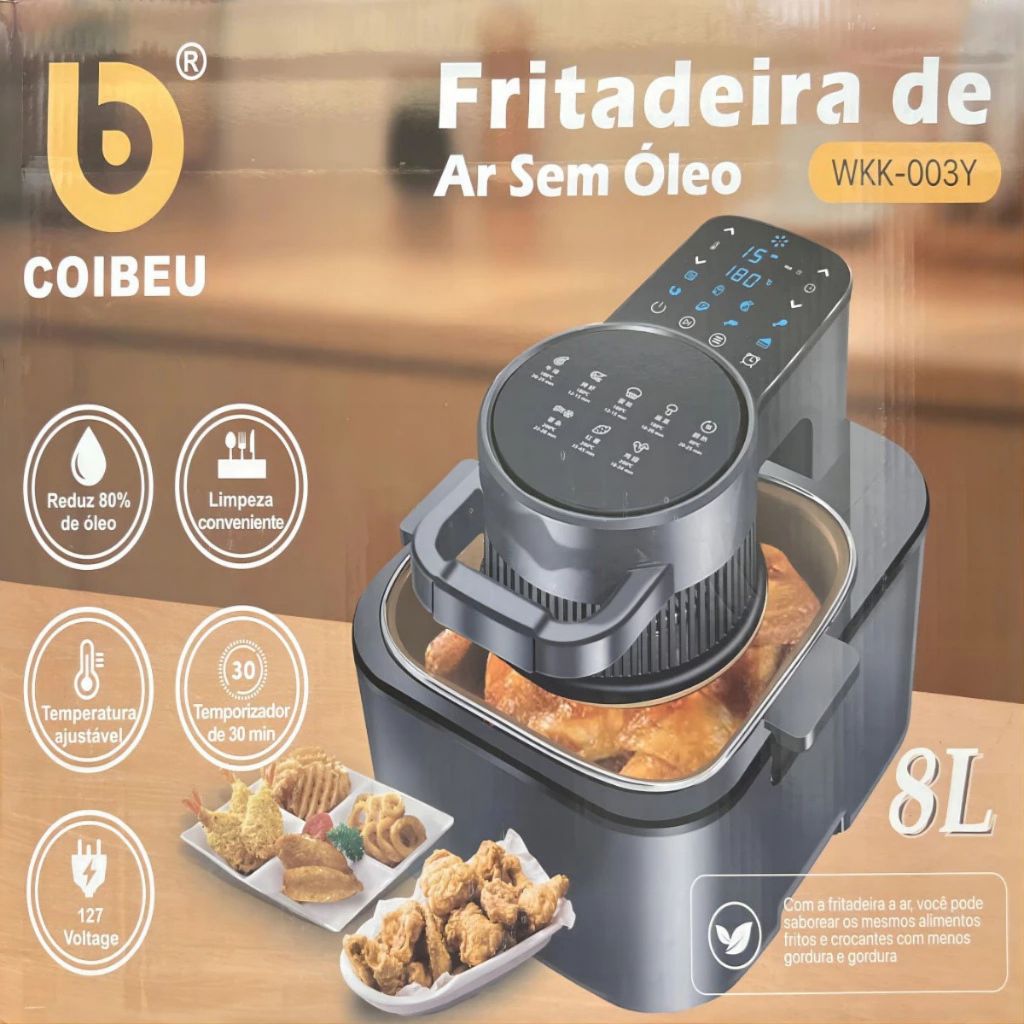 Fritadeira Elétrica Air Fryer Digital Touch Sem Óleo 127v 220V Com ...