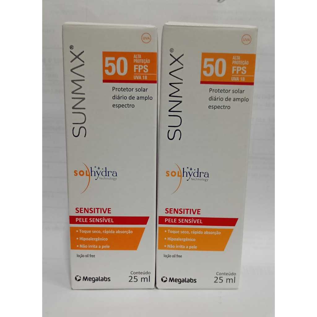 Protetor Solar Sensitive FPS 50 Sunmax 2 unidades 25ml cada( 2 un) | Shopee Brasil