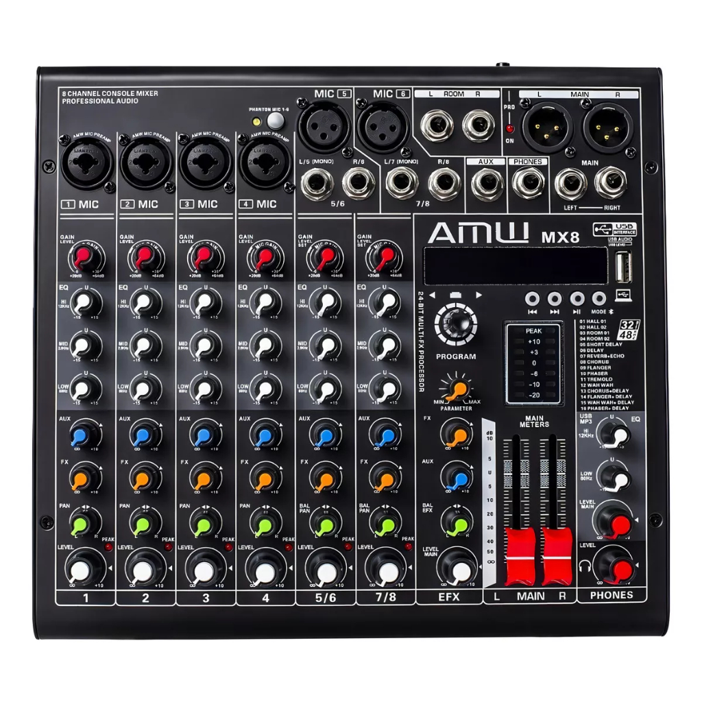 COM BRINDE. Amw Mx8 Pro Mesa De Som 8 Canais Efeitos Usb Bt Interface ...