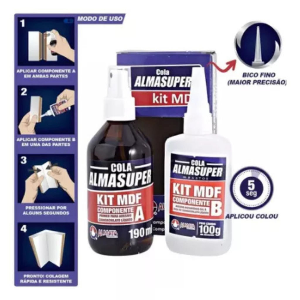 Kit Mdf Almasuper Adesivo Cola Instantâneo + Ativador Primer | Shopee ...
