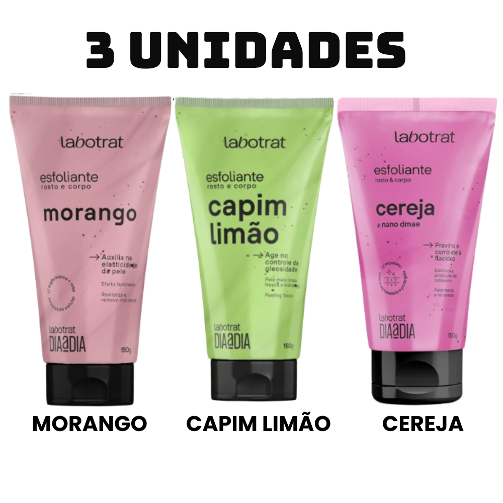 KIT C/ 3 ESFOLIANTE ROSTO E CORPO LABOTRAT 150G | Shopee Brasil