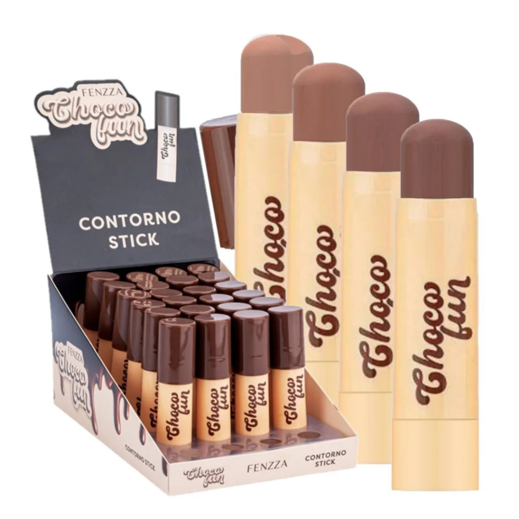 Box 24un Contorno Stick Bastão Matte Choco Fun Fenzza Lançamento ...