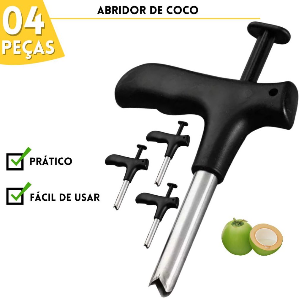 Abridor de Coco Aço Inox 12cm Kit 4 peças Original Line | Shopee Brasil