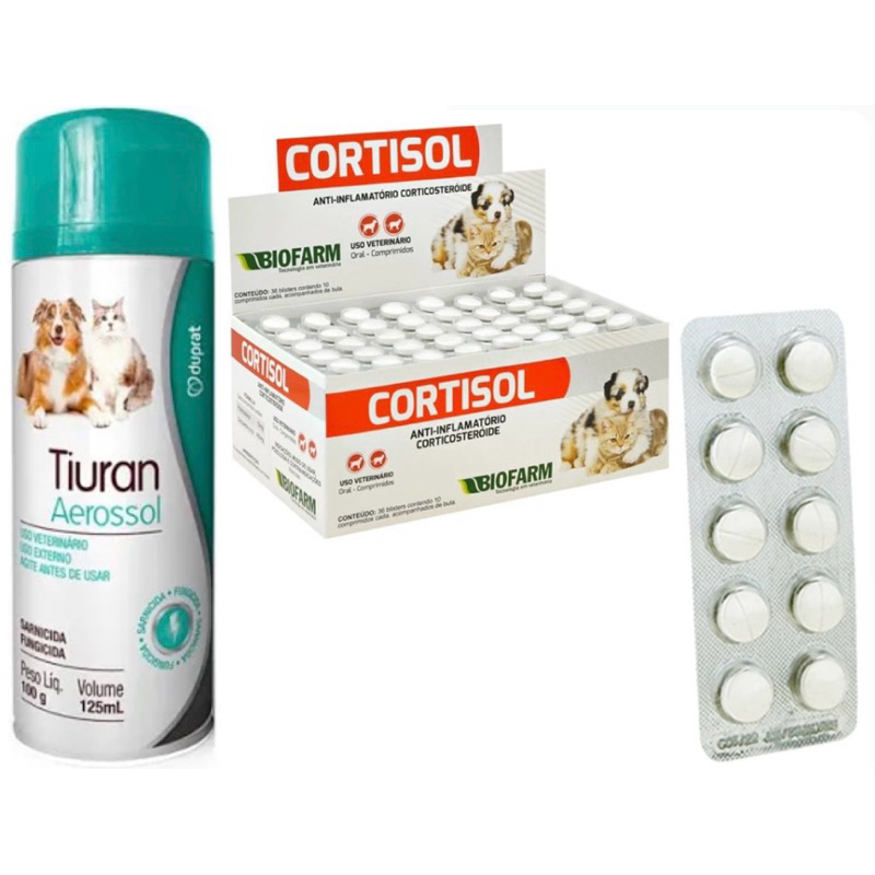 Kit Fim Da Dermatite Cães e Gatos Cortisol 10 comprimidos Biofarm ...
