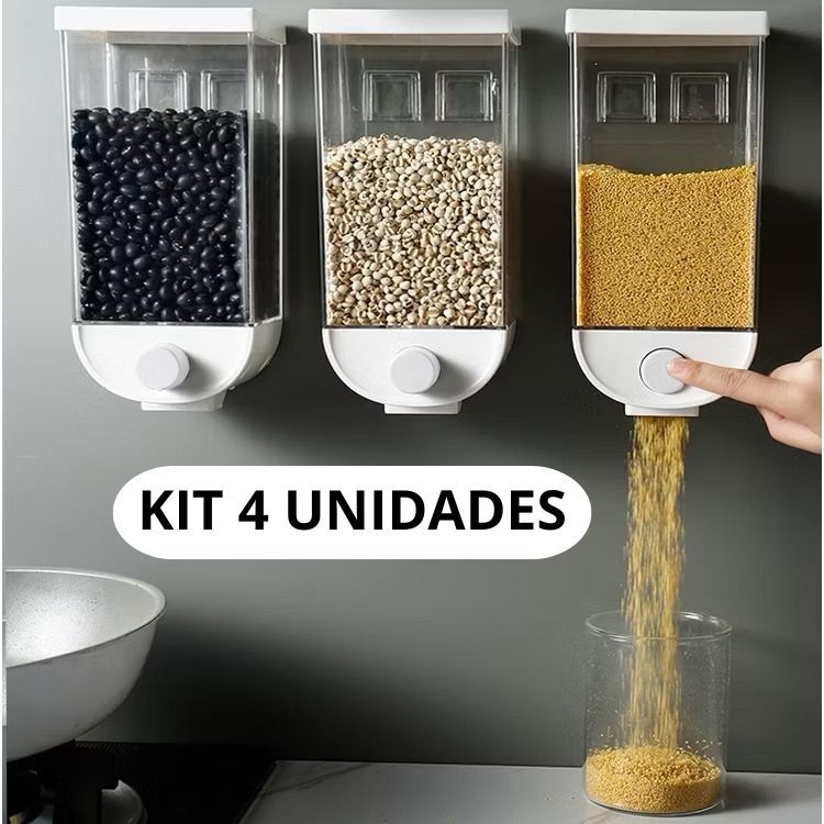 Pote Dosador Dispenser Organizador Alimentos Cereais Ração Para Parede ...