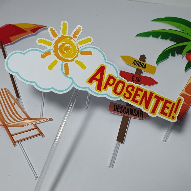 Topo de Bolo Aposentado(a) Aposentei | Shopee Brasil