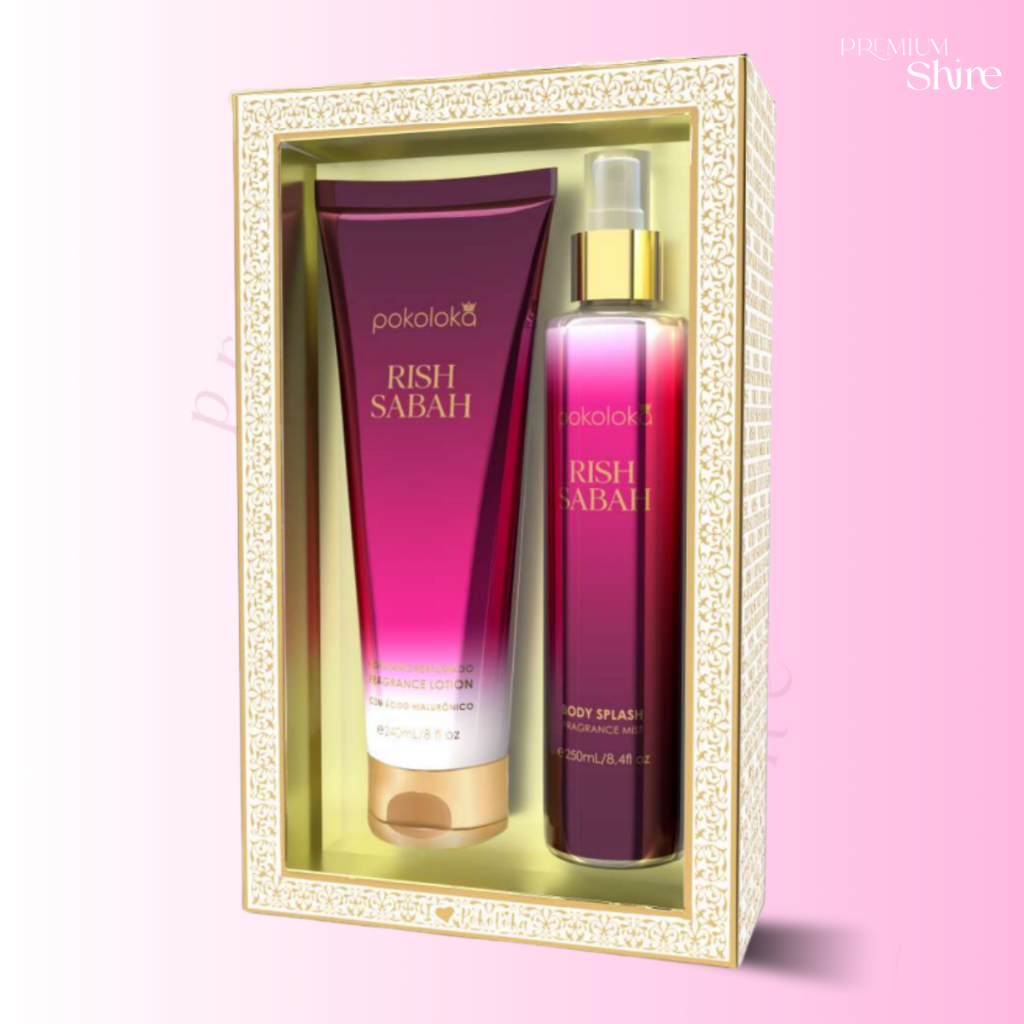 Pokoloka Rish Sabah Al Ward Kit (Creme Hidratante 240ml + Body Splash ...
