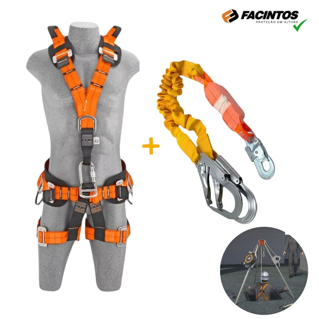 Cinto Segurança Paraquedista 7 Pontos Espaço Confinado + Talabarte Em Y ...