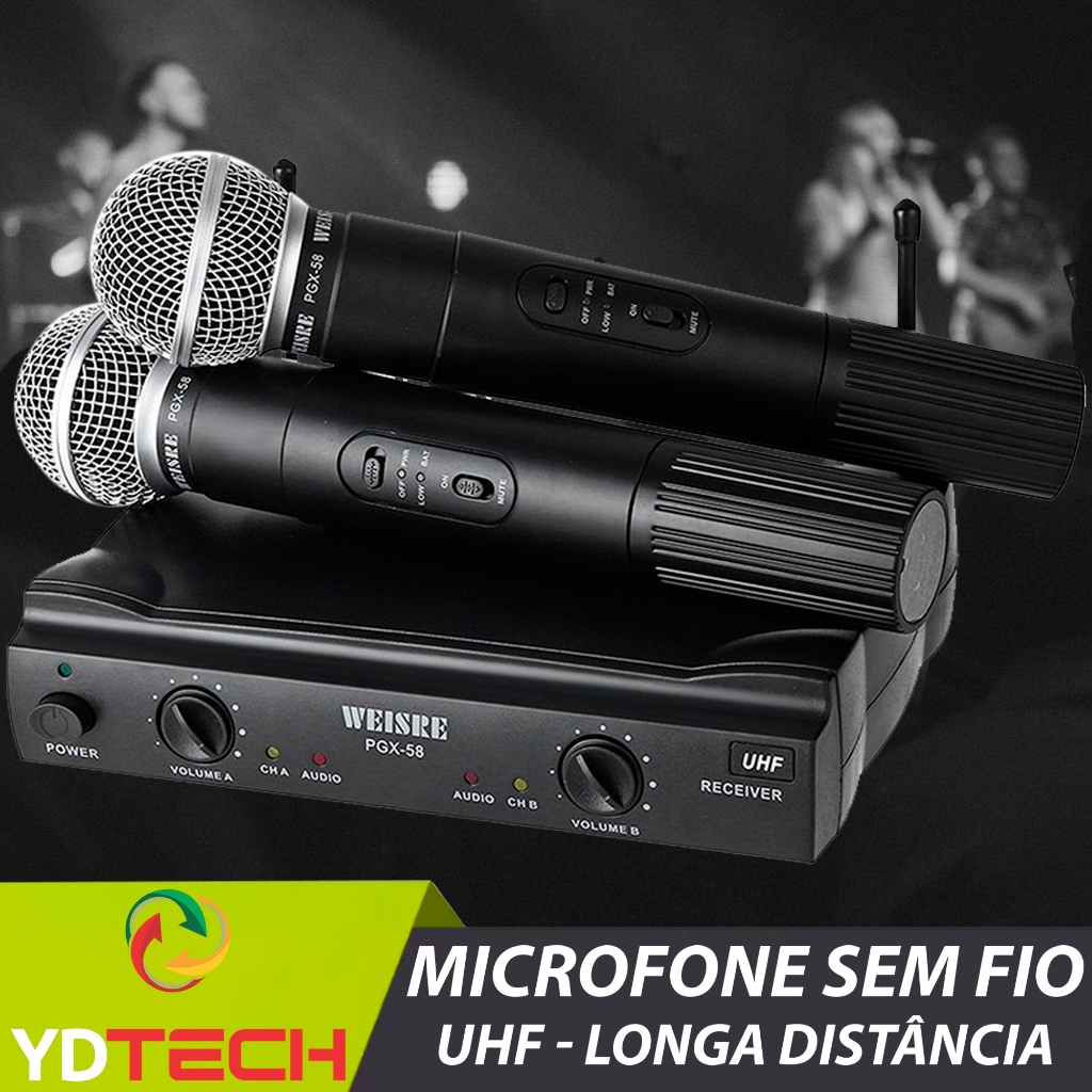 Microfones Sem Fio Duplo Serie Dinâmico Profissional Uhf | Shopee Brasil