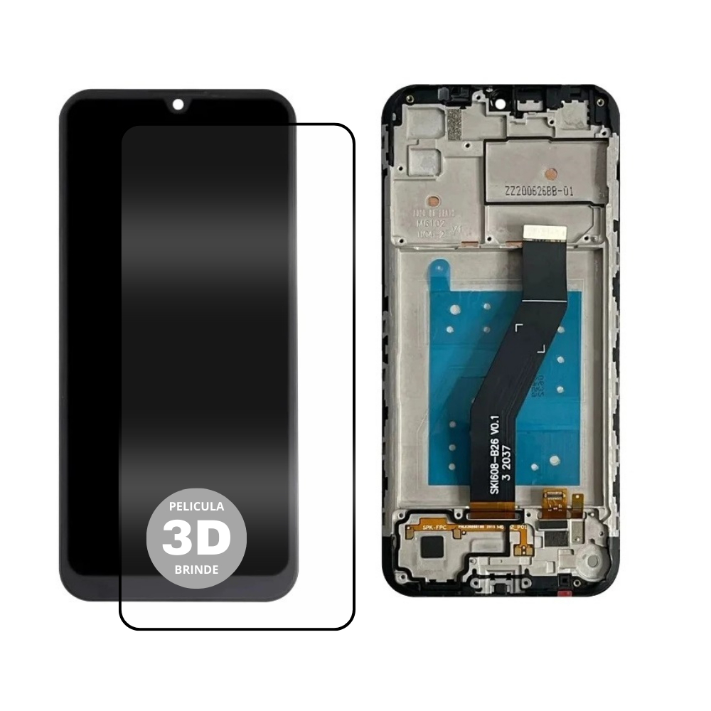 Tela Display Lcd Frontal Moto E6s (Xt2053-2) Preto Com Aro + Película ...