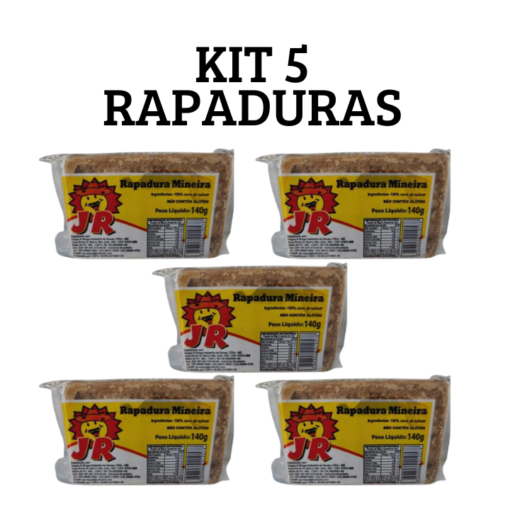 5 Rapadura Mineira Tradicional 140g - Doces JR | Shopee Brasil
