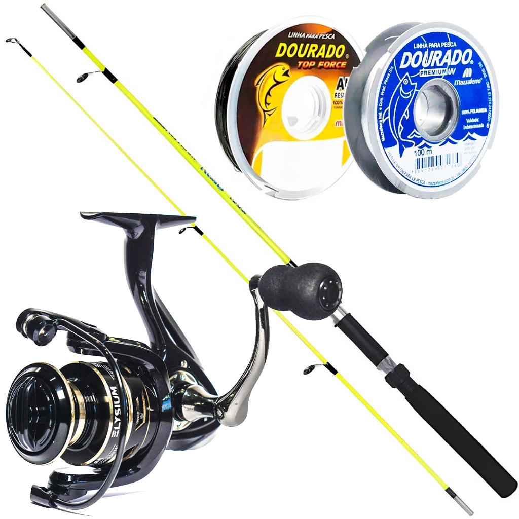 Kit Pesca Completo Vara com Molinete e Linha Qualidade Premium Peixes até 15kg Ótimo Custo ...