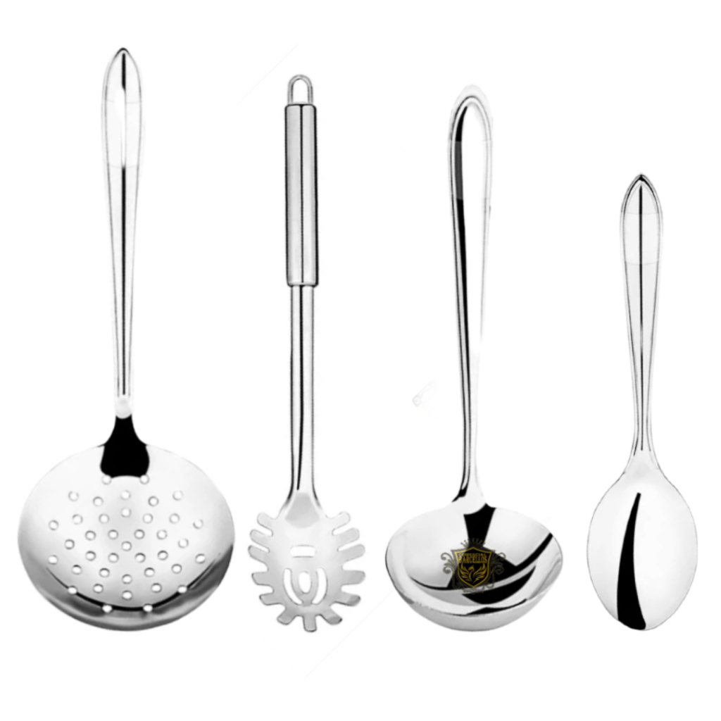 Kit 4 Talheres Metálicas Cozinha Utensílios Colheres - Escumadeira ...