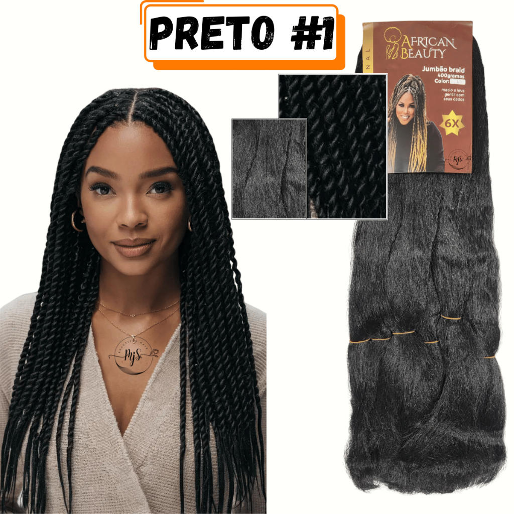 Cabelo Jumbo Jumbão Super Hiper African Beauty Tranças Box Braids 400 ...