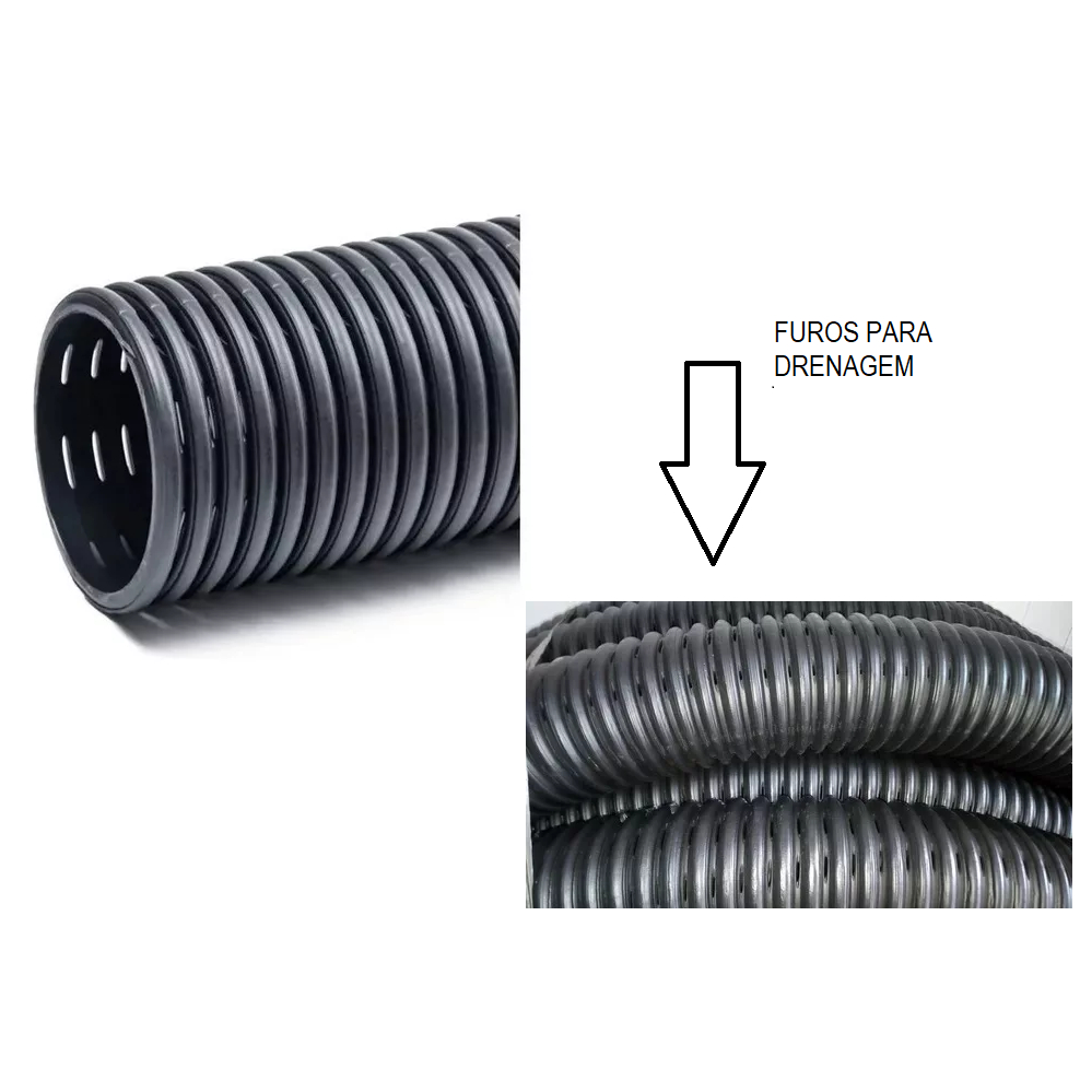 Tubo Dreno Corrugado Pead 4'' DN100 - 2 metros + Manta Bidim 1,15m ...