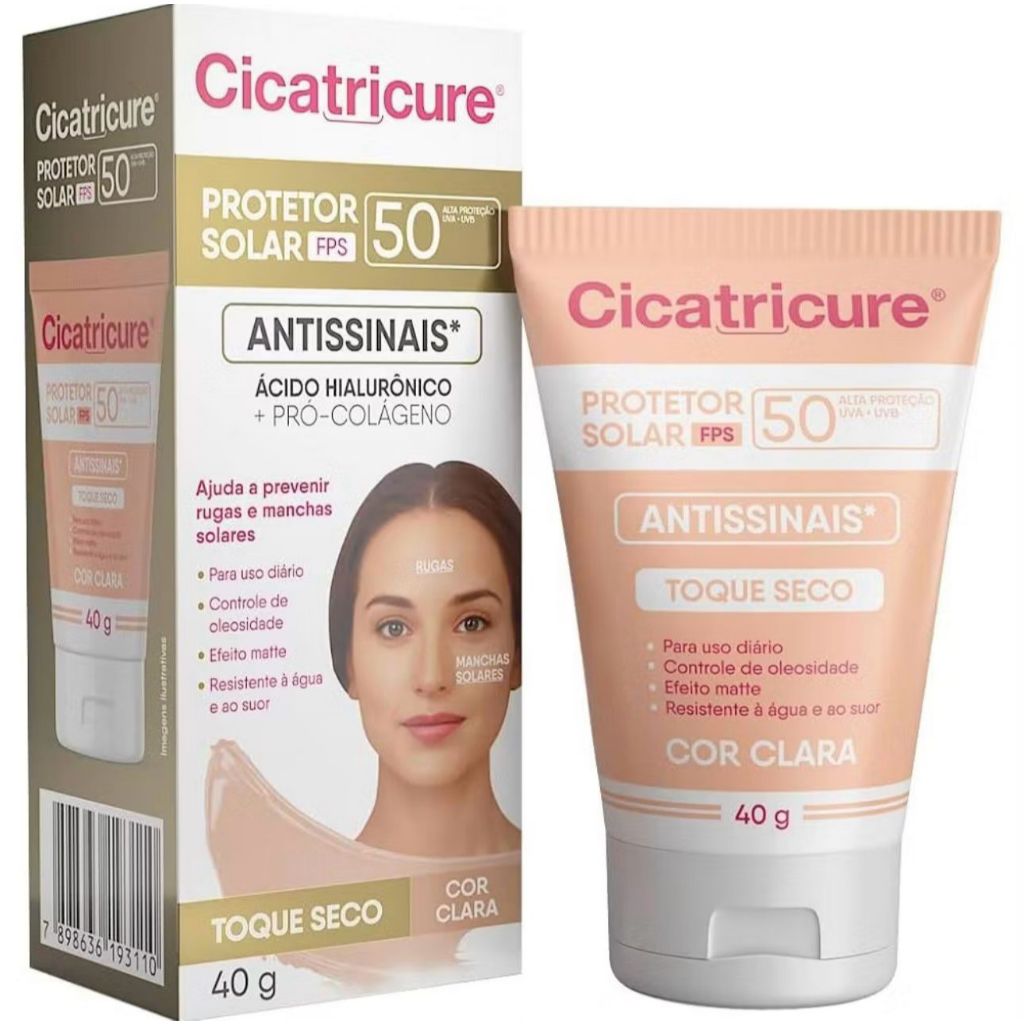Cicatricure Protetor Solar Antissinais Cor Clara Fps50 40g | Shopee Brasil