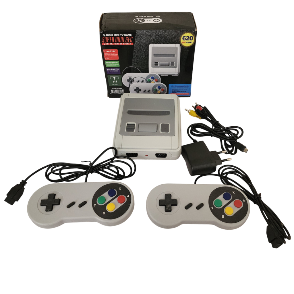 Video Game Classic Super Nintendo Mini SNES Com 2 Controles 8 Bits 620 Jogos | Shopee Brasil
