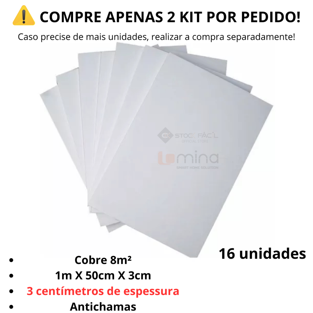 Isopor T1 3cm Kit com 16 Placas para Isolamento Térmico e Acústico ...